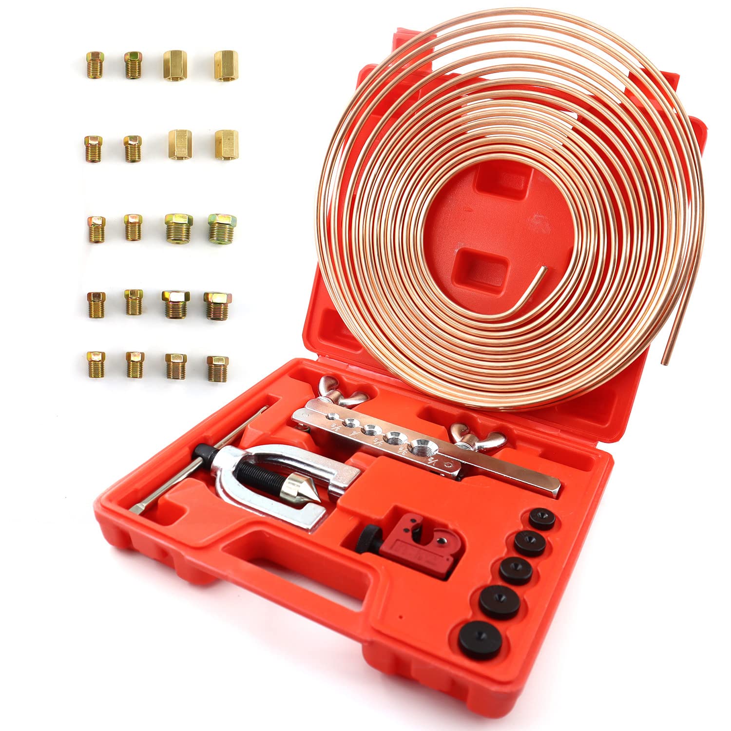 Amazon.com: Brake Line Tubing Kit - 25 Ft 3/16 Copper Coated Flexible ...