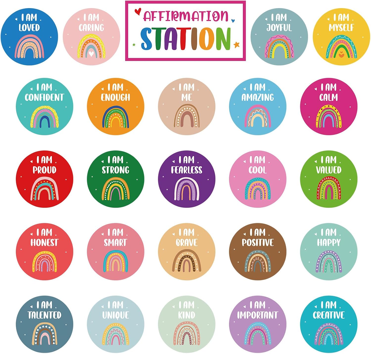 Amazon.com: Lemicin Boho Affirmation Station Bulletin Board Set Rainbow ...