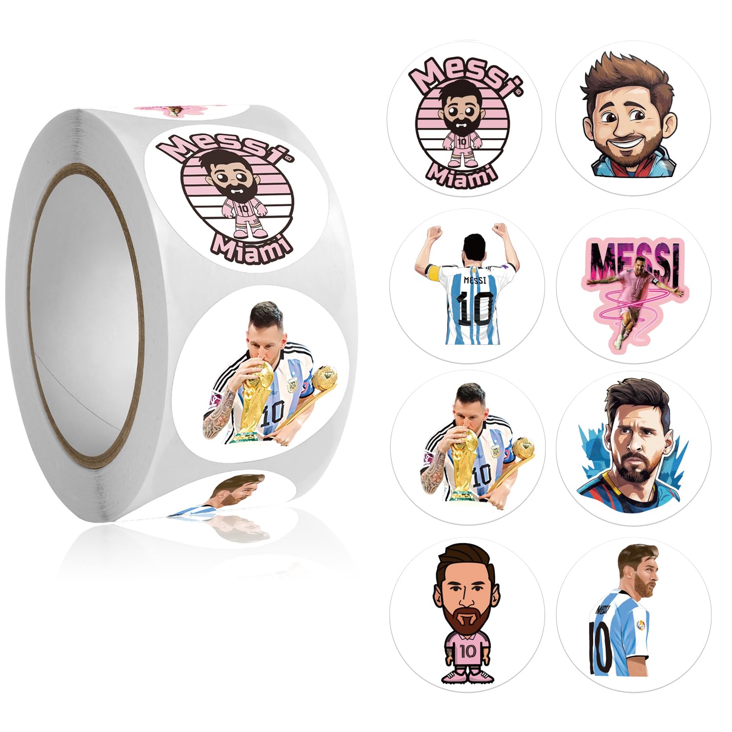 Snapklik.com : 500Pcs Messi Stickers Roll - 8 Style Football Soccer ...