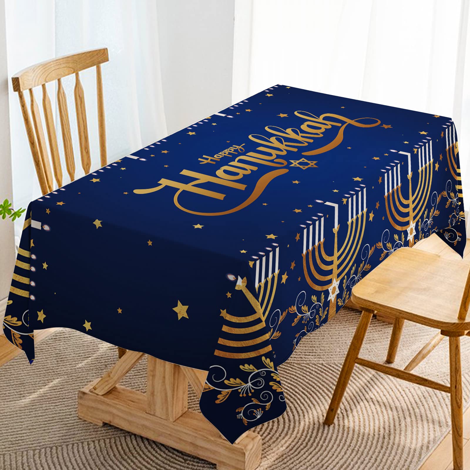 Amazon.com: Hafangry Happy Hanukkah Tablecloth Jewish Chanukah Menorah ...