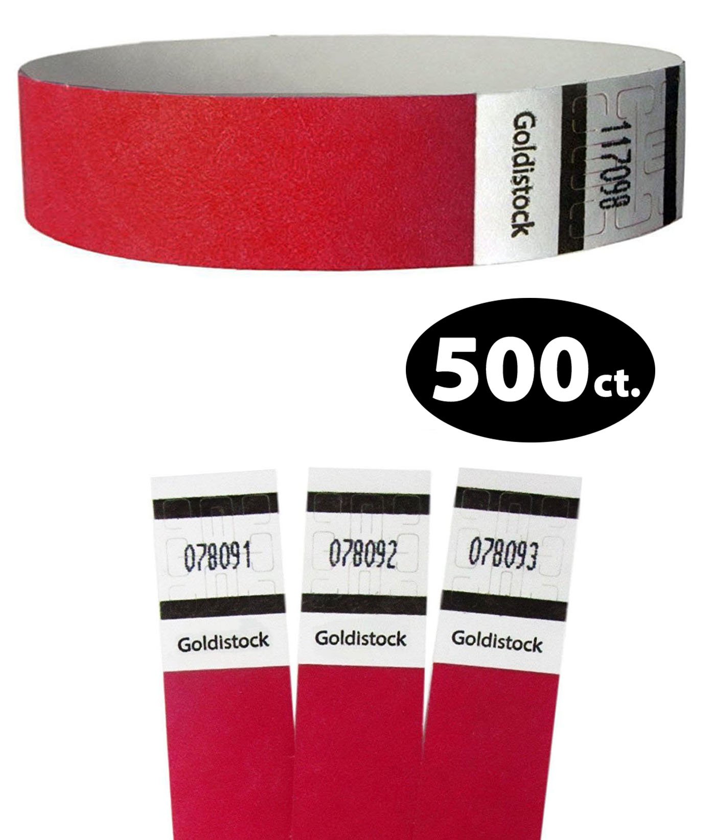 Buy Goldistock Original Series - 3/4" Tyvek Wristbands Bright Red 500 ...