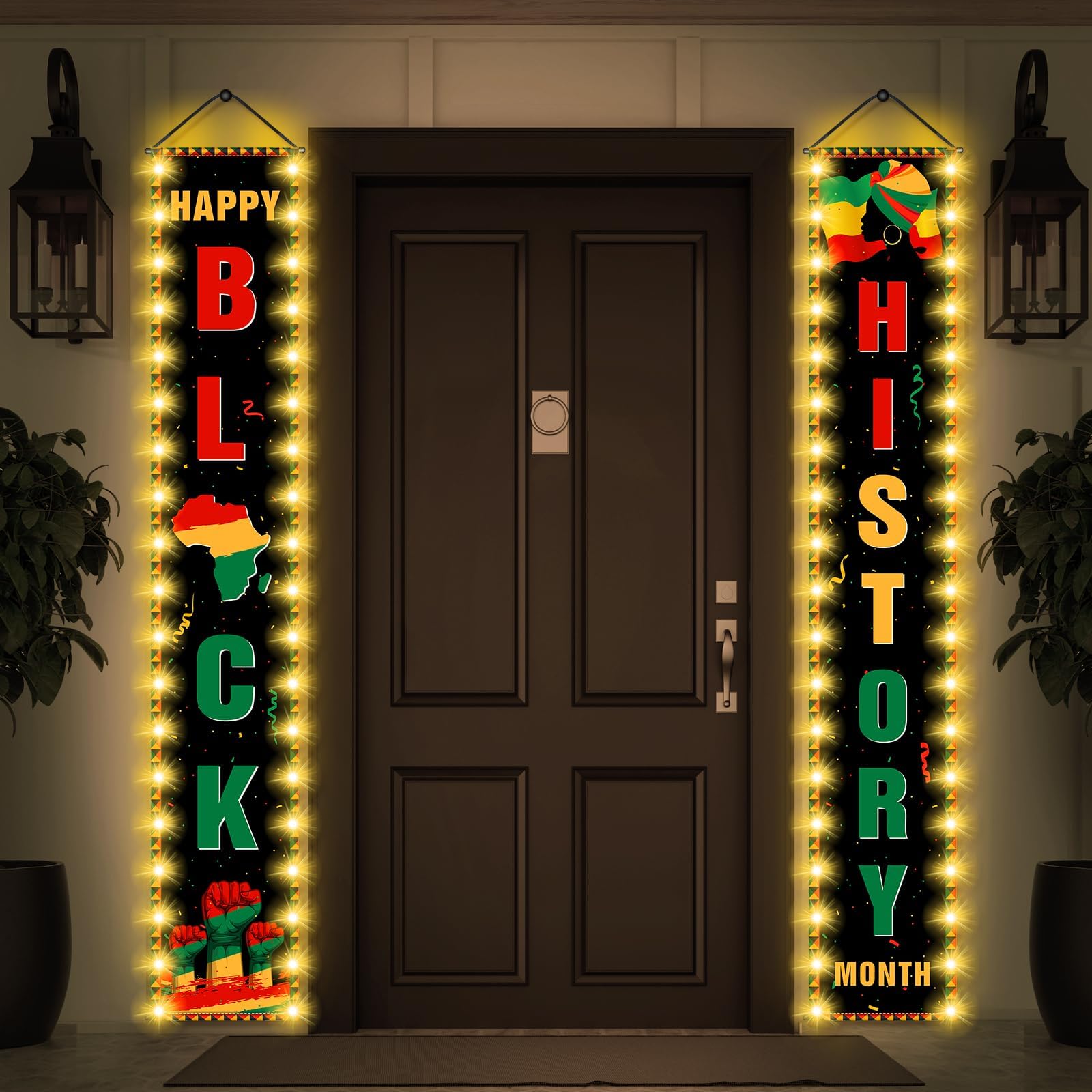 Amazon.com: WovWeave Black History Month Hanging Banner with Lights ...