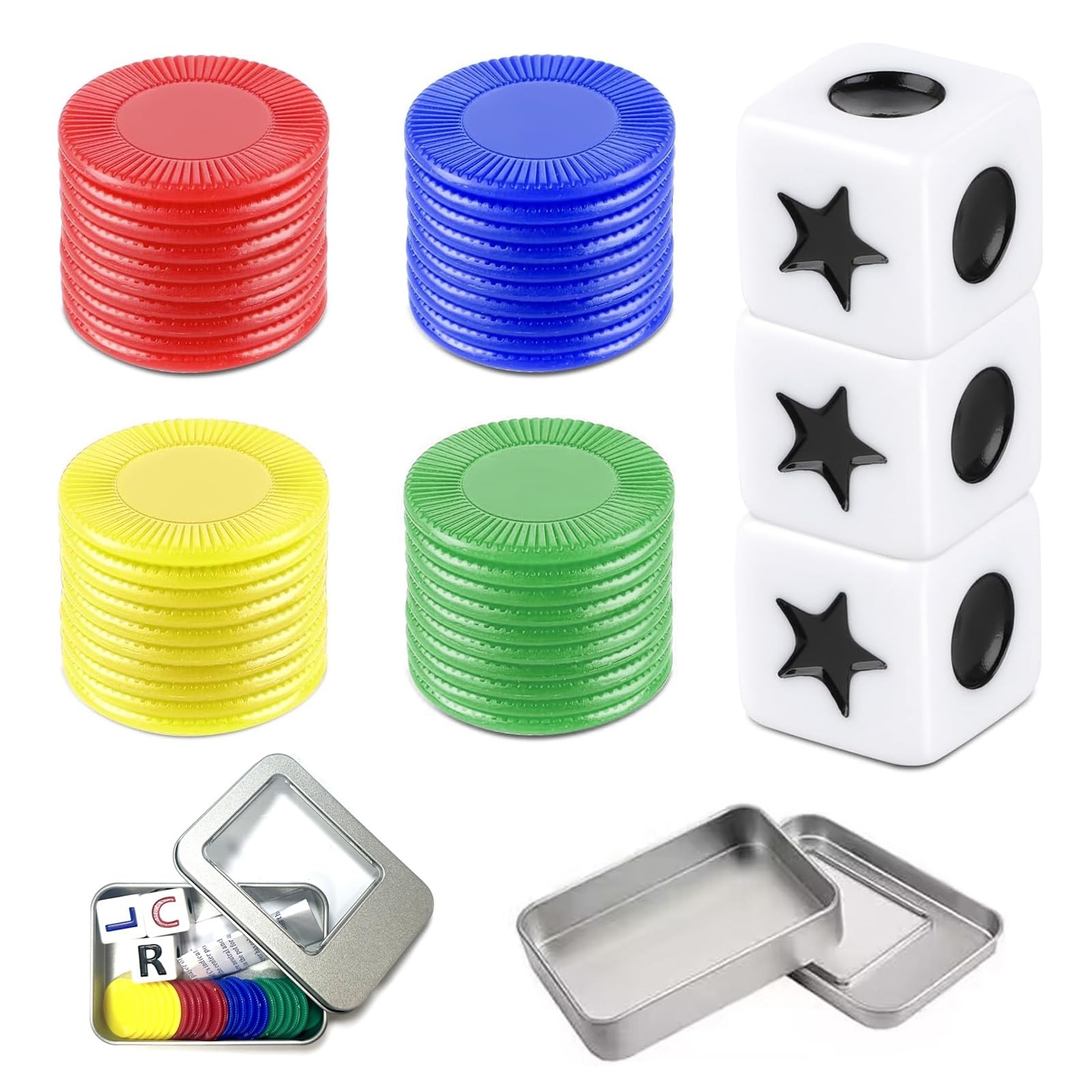 Bettinay 43PCS Left Right Centre Dice Game, Fun Dice Games Set, 3 Dice ...