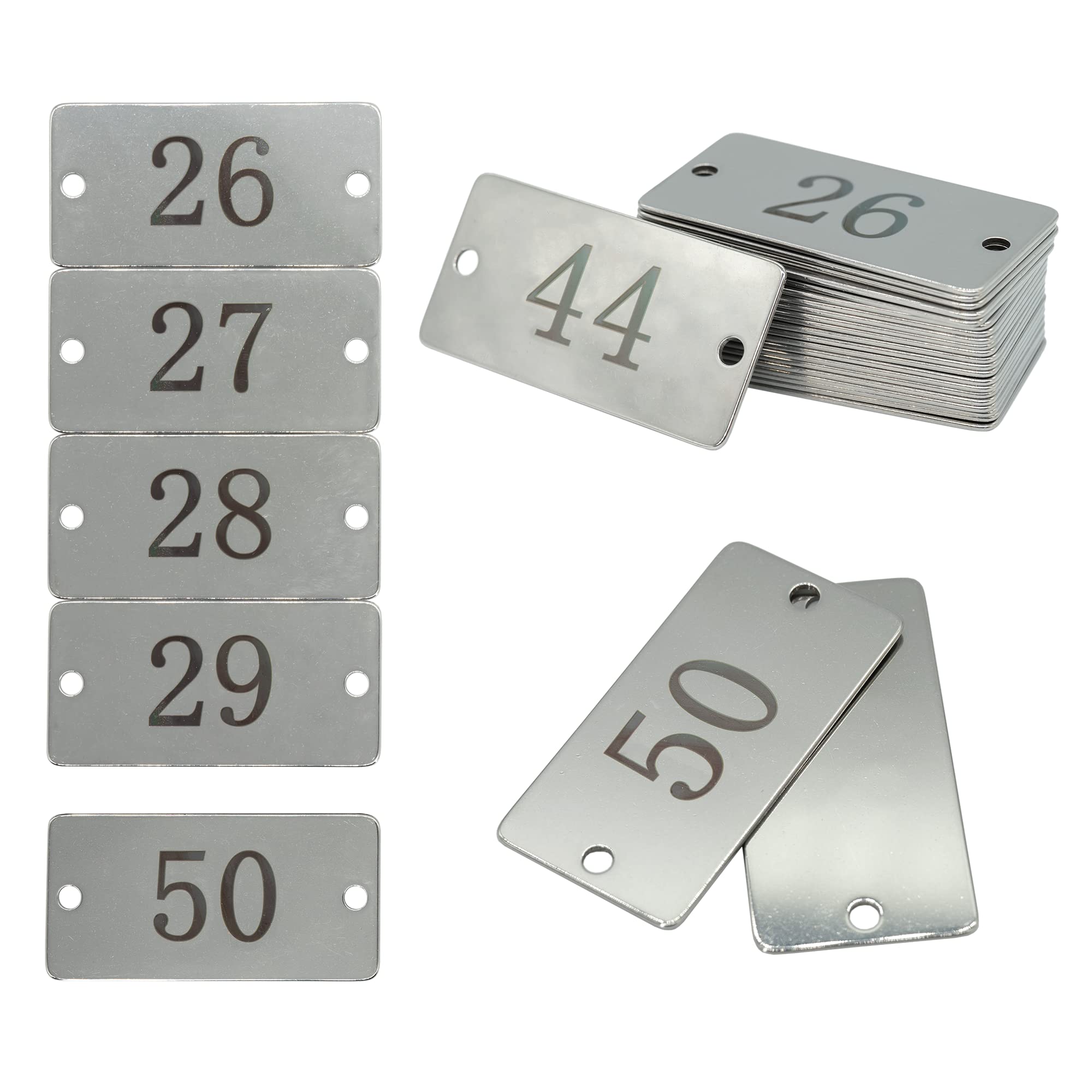 Amazon.com : StayMax Stainless Steel Rectangle Numbered Tags with Two ...