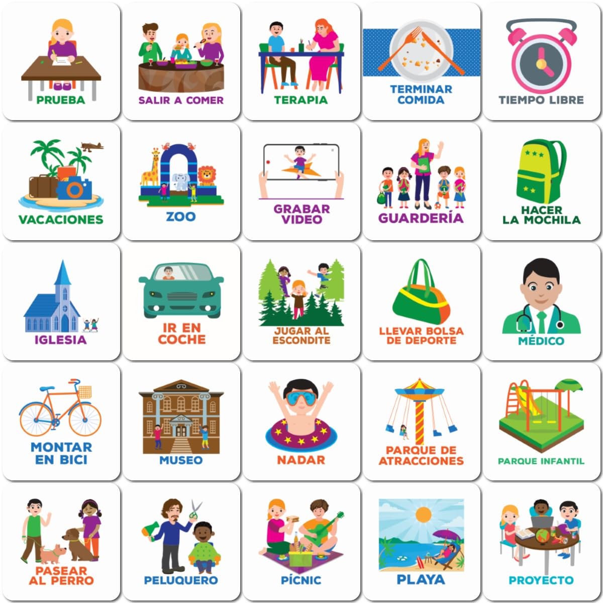 Smarfer Magnetic Pictograms – 50 Pcs – Spanish – Outdoor Edition – For ...