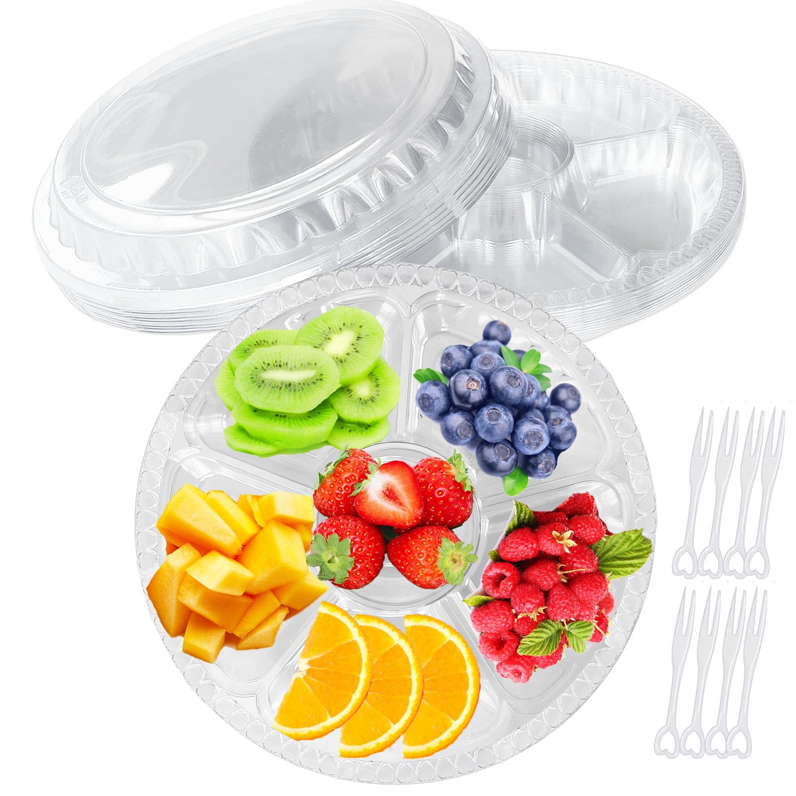 Amazon.com | 12 Pack Plastic Appetizer Trays with Lids,6 Compartment ...
