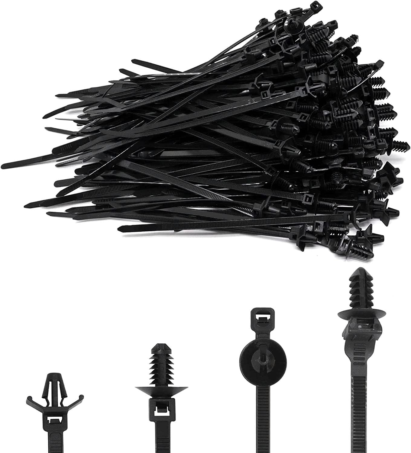 Amazon.com: SWZHAI 60 PCS Push Mount Zip Ties, Nylon Car Mount Wire Ties Snap in Cable Zip Ties ...