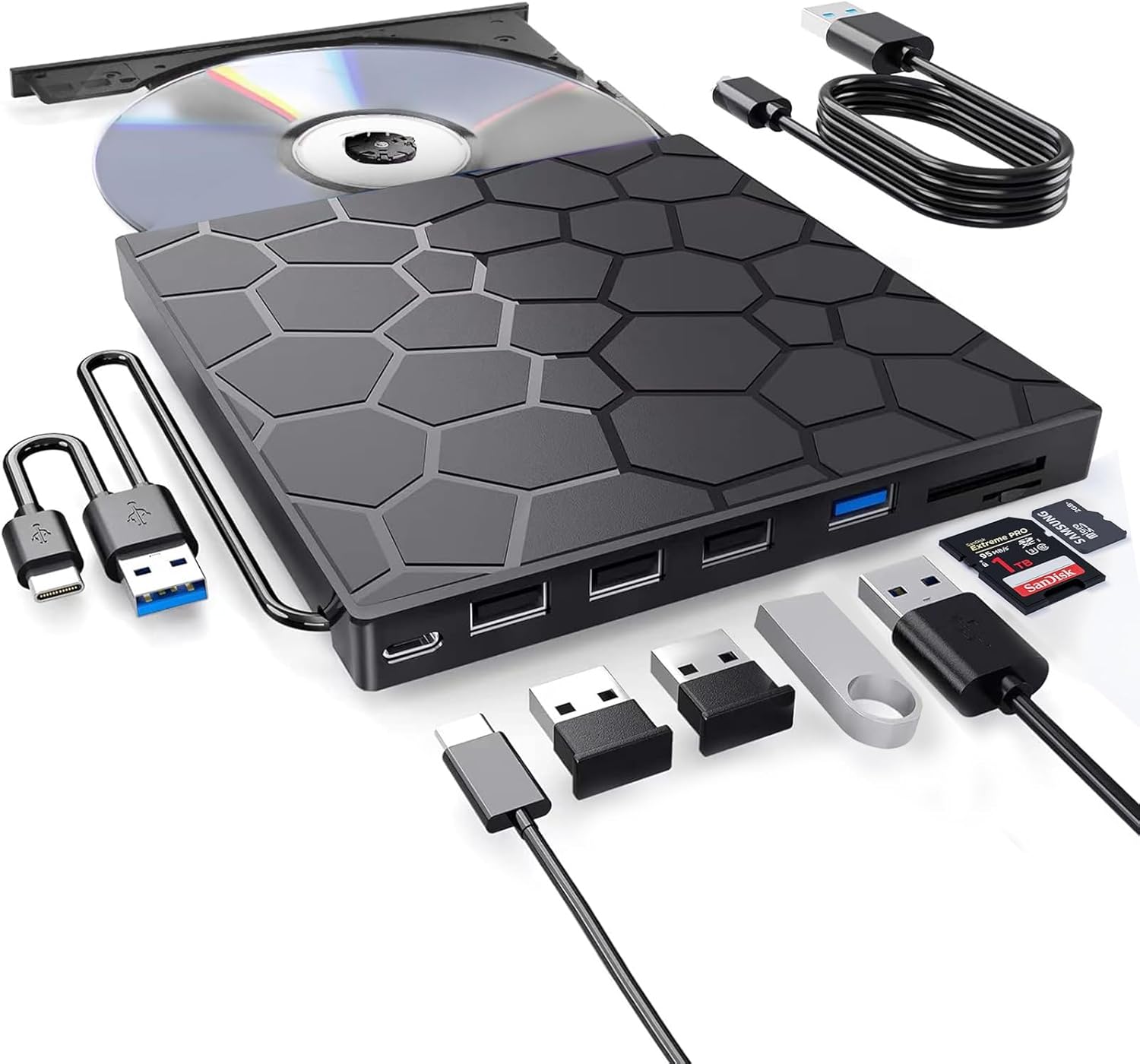 External CD/DVD Drive for Laptop, Portable DVD Player for Laptop, 8 in ...