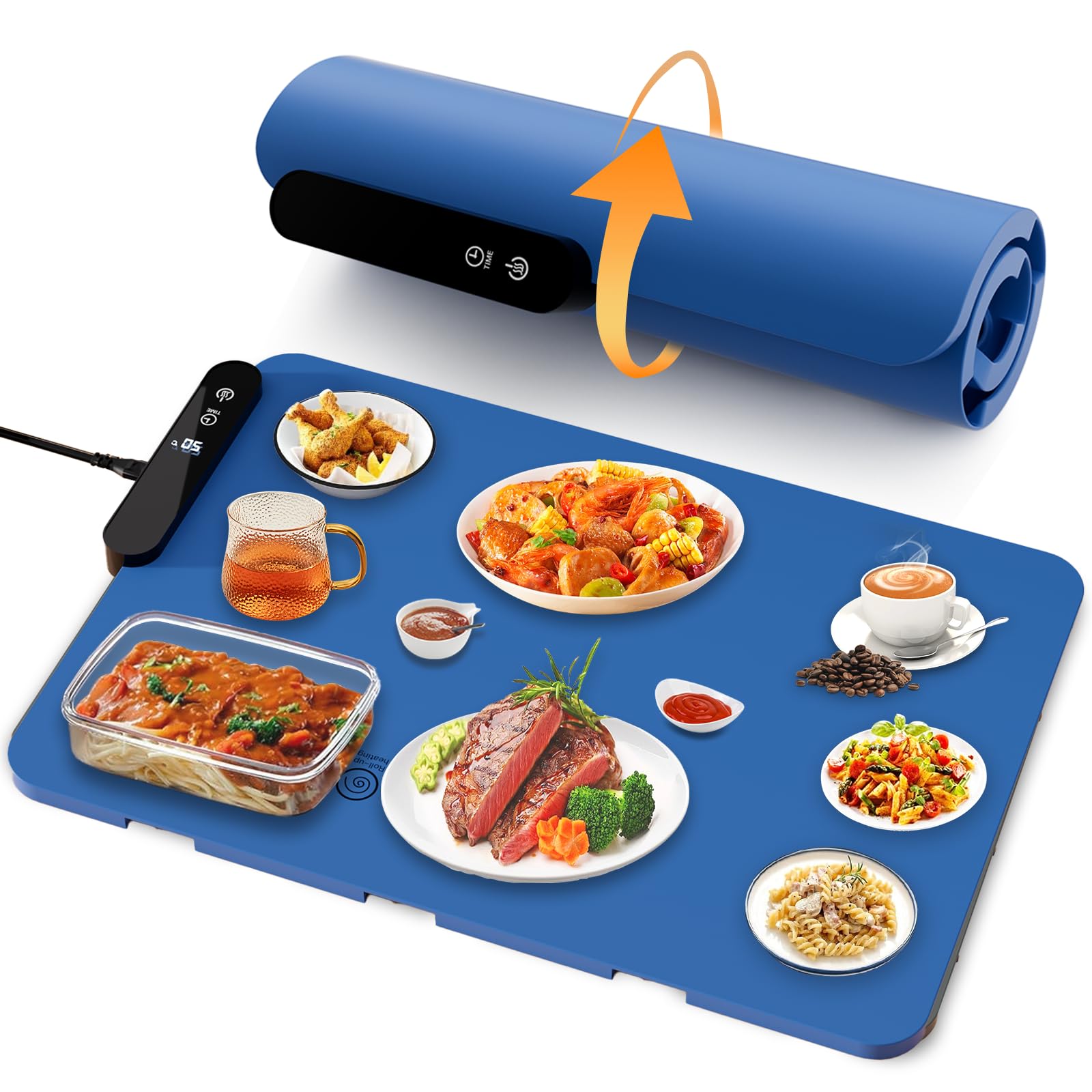 Electric Warming Tray, Rollable Food Warming Mat with 5 Temperature 6 ...