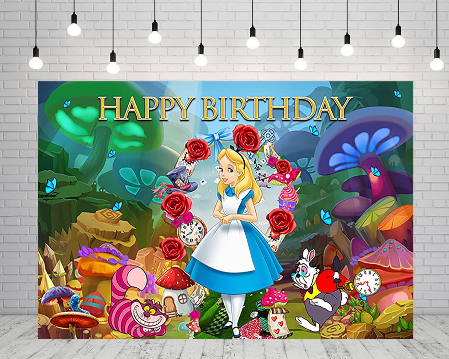 Amazon.com : Cartoon Alice in Wonderland Backdrop for Party Supplies ...