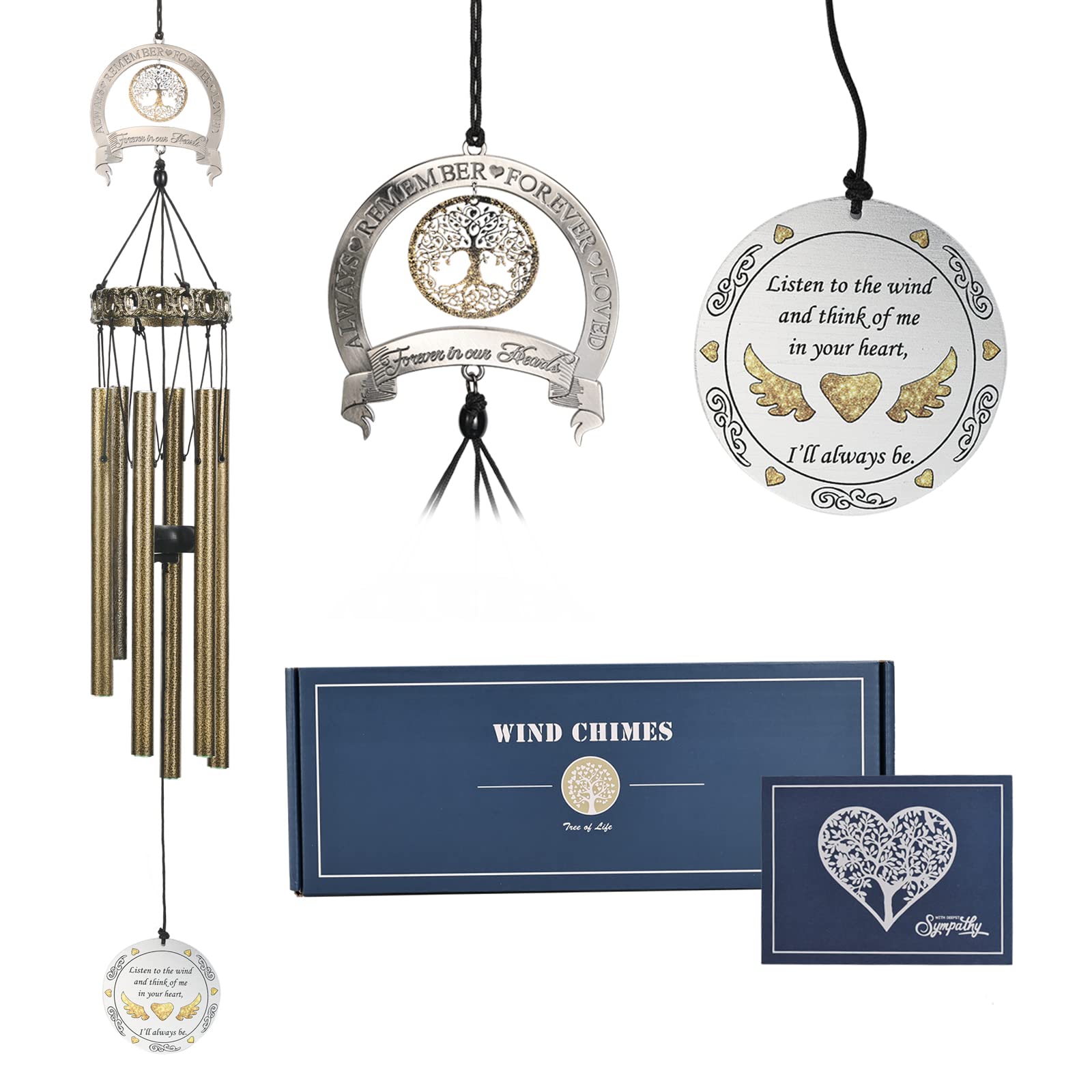 Amazon.com : Memorial Wind Chimes with Tree of Life,Sympathy Wind ...