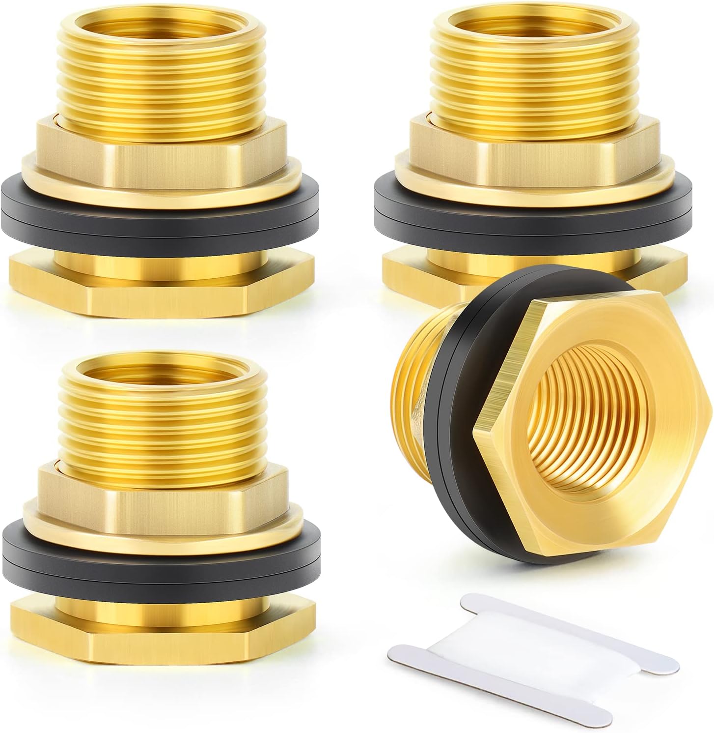 GASHER 4PCS Brass 1/2" NPT Female 3/4" GHT Male Bulkhead Tank Connector ...