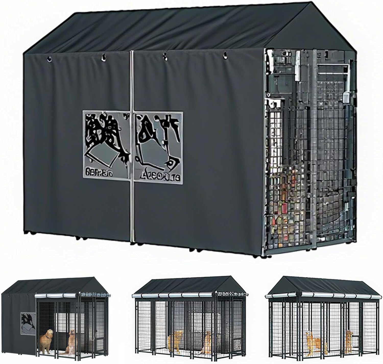 Amazon.com: Outdoor Dog Kennel Cover, Full Coverage Windproof Anti-UV ...