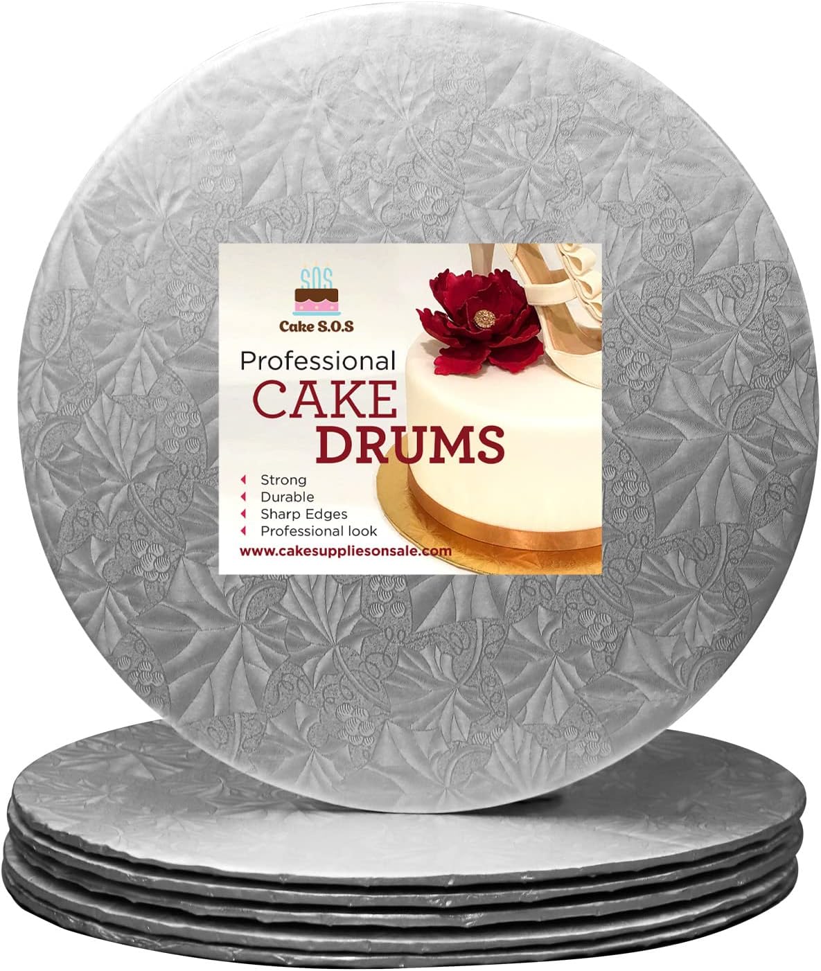 Amazon.com: 12 Inches White Round Sturdy Cake Board Drums for ...