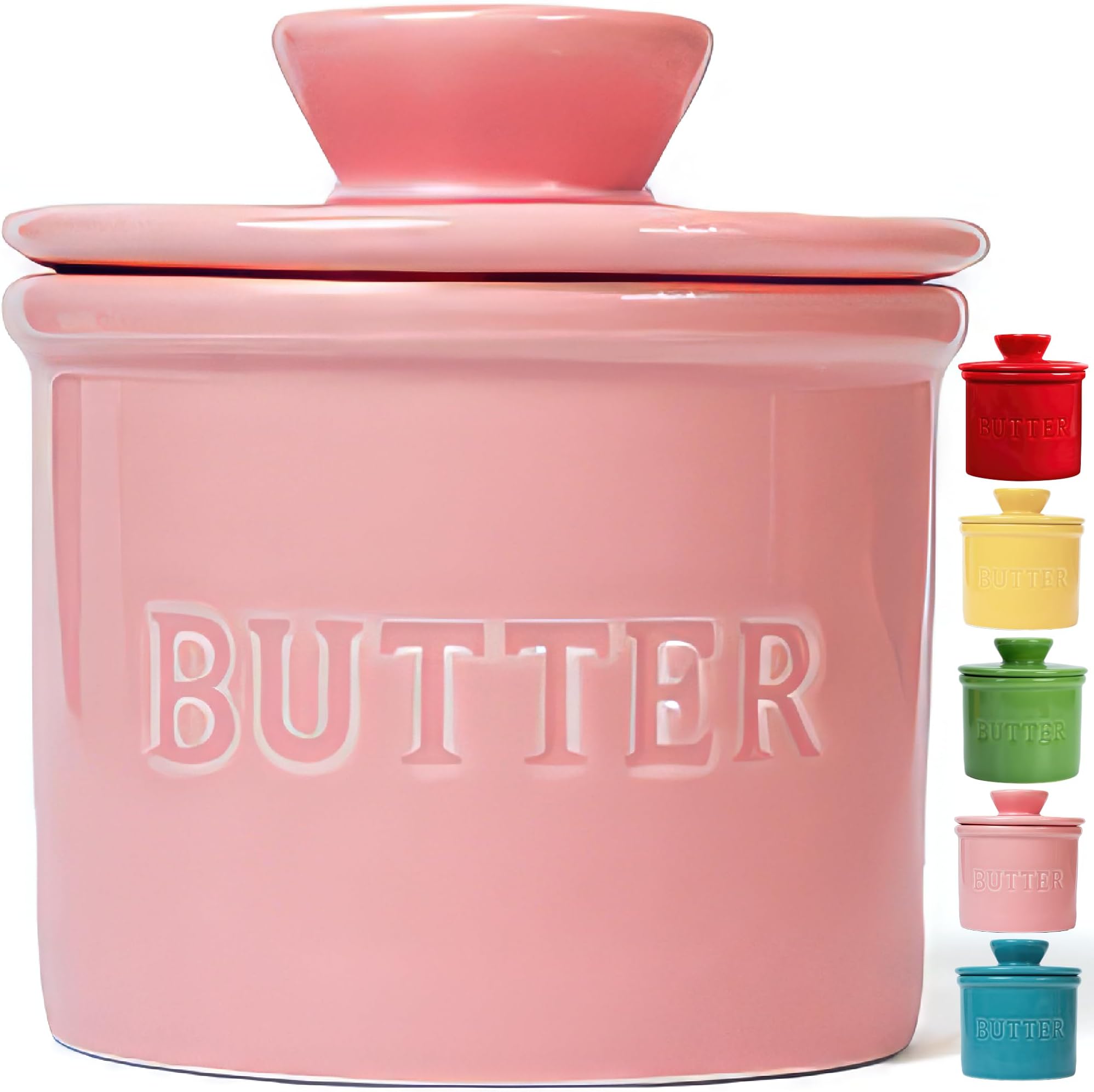 Amazon.com | Classic Pink Milk Glass Butter Dish Handled Sides Glass ...
