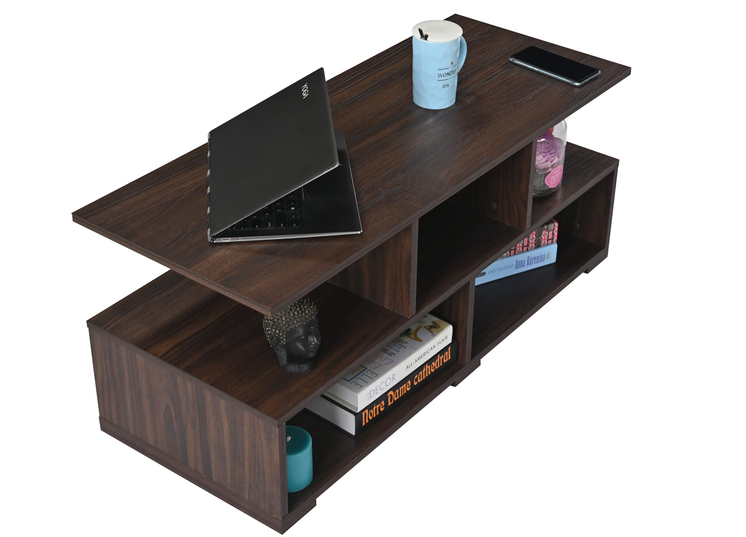 Deckup Lexis Engineered Wood Coffee Table Walnut Matte Finish Standard ...