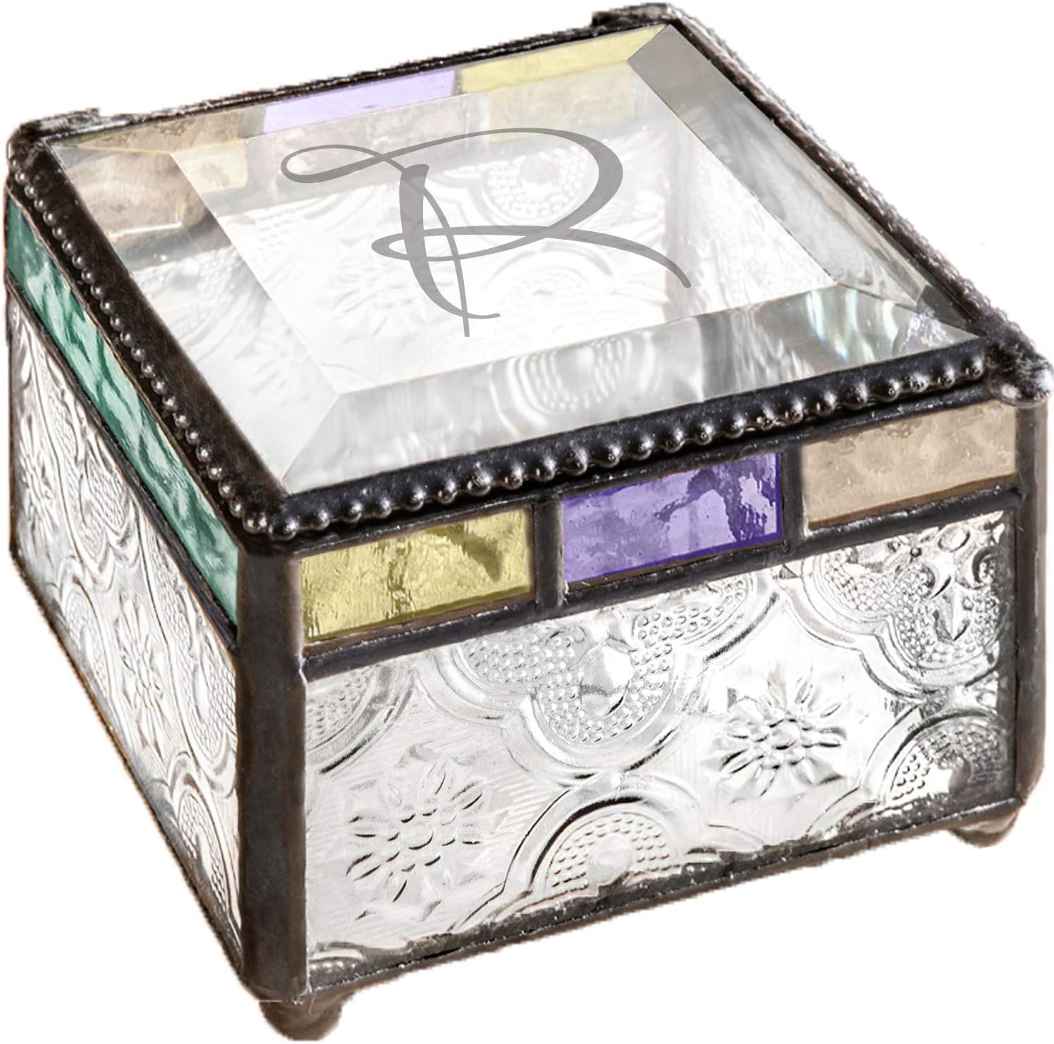 Amazon.com: Monogrammed Glass Box Jewelry Dish Engraved Keepsake ...