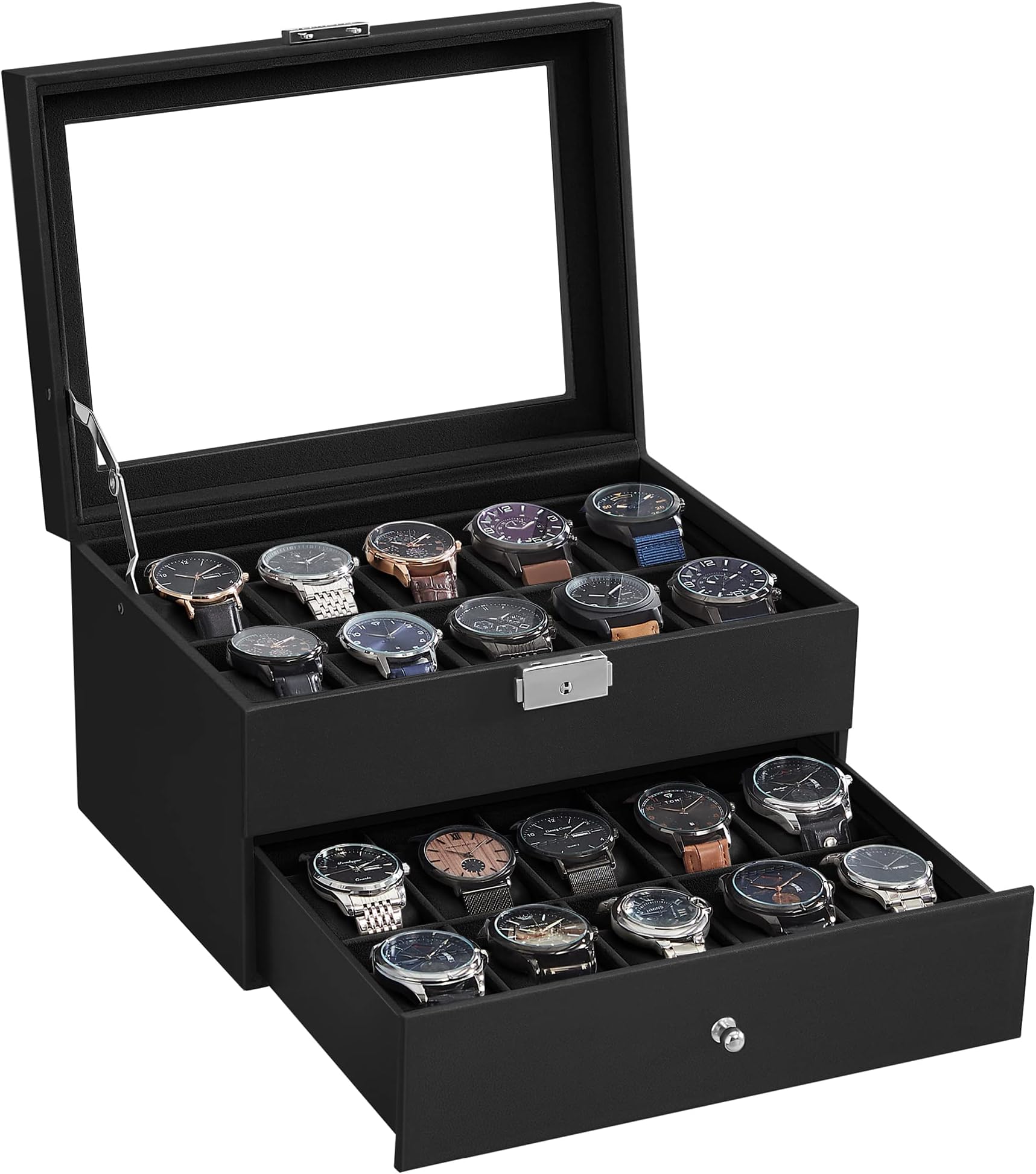 ANWBROAD Watch Box for Men with 12 Slots Watch Case with Lockable 2 ...
