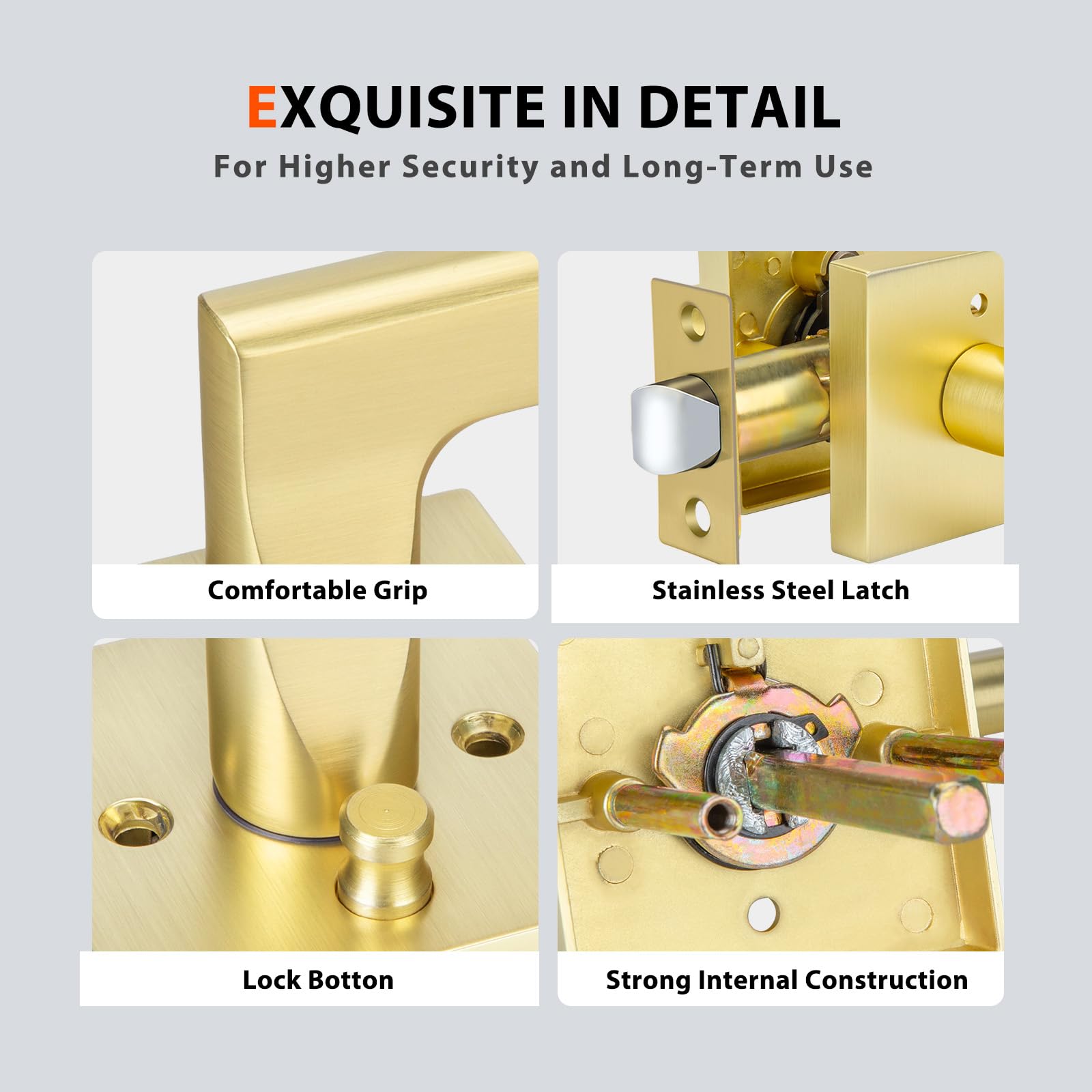 Haidms 6 Packs Gold Door Handle Interior, Brushed Gold Door Handle ...