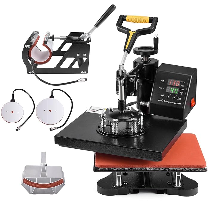 Buy Slendor 5 in 1 Heat Press Machine 12x10 Inch 360-Degree Swing Away ...