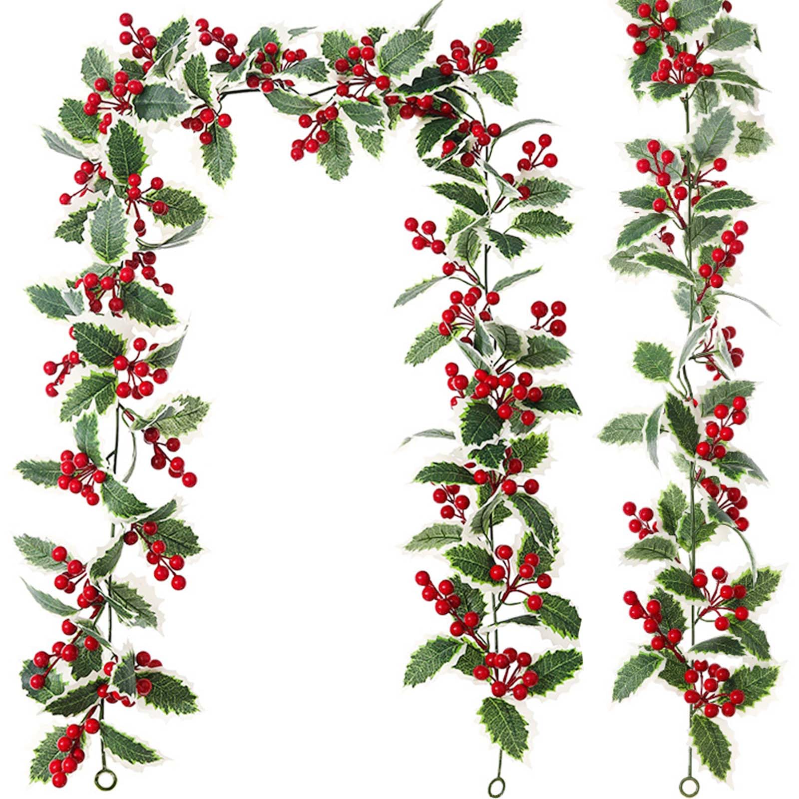 Amazon.com: Red Berry Christmas Garland, Artificial 6FT for Mantle ...