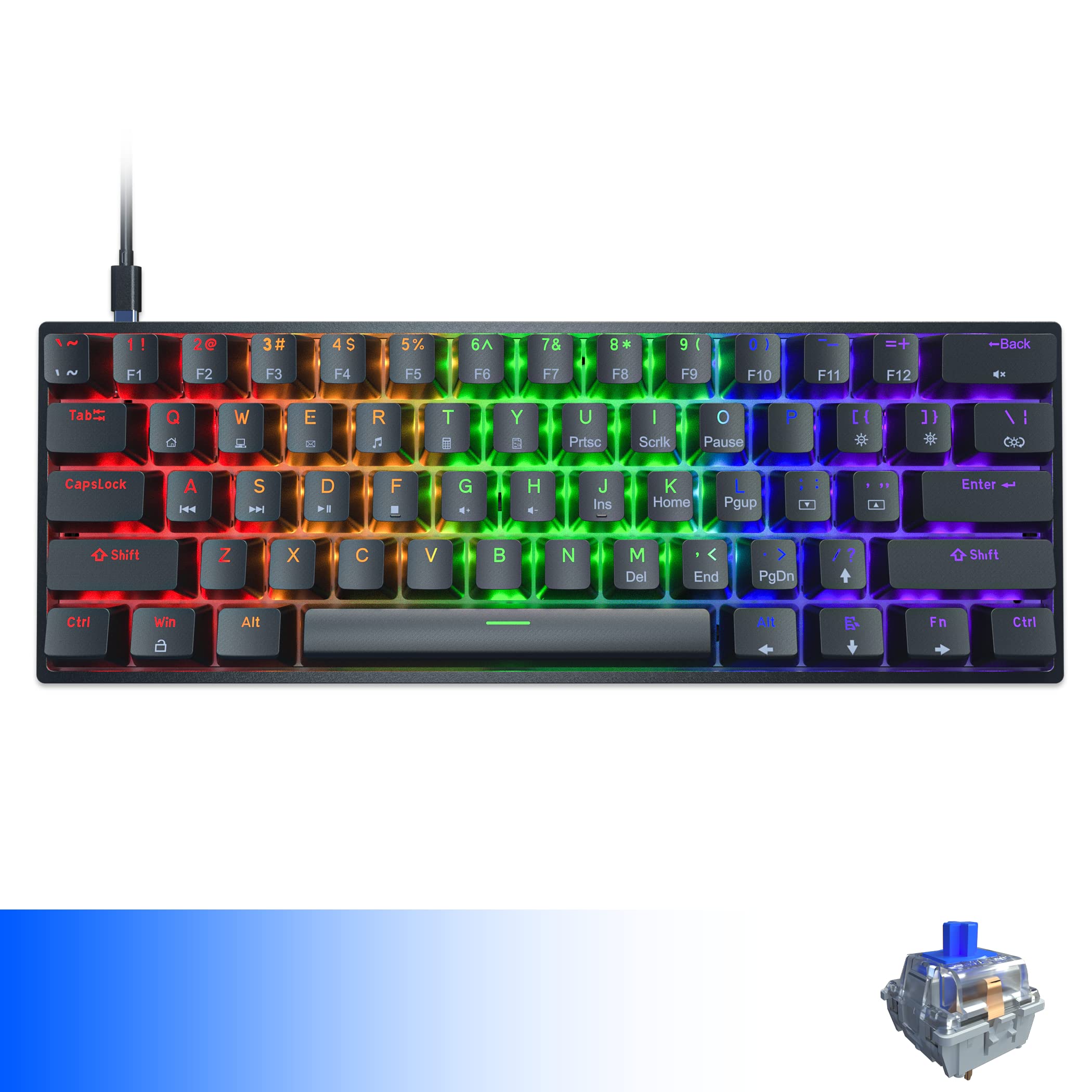 Dierya Dk61se 60 Wired Mechanical Gaming Keyboard Rgb Backlit Ultra ...