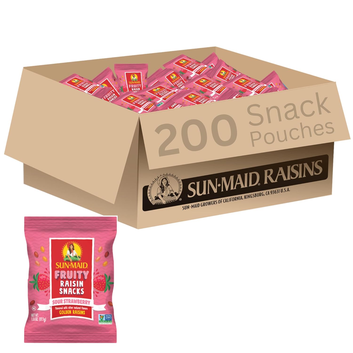 Amazon.com: Sun-Maid Sour Strawberry Fruity Raisin Snacks - (200 Pack ...