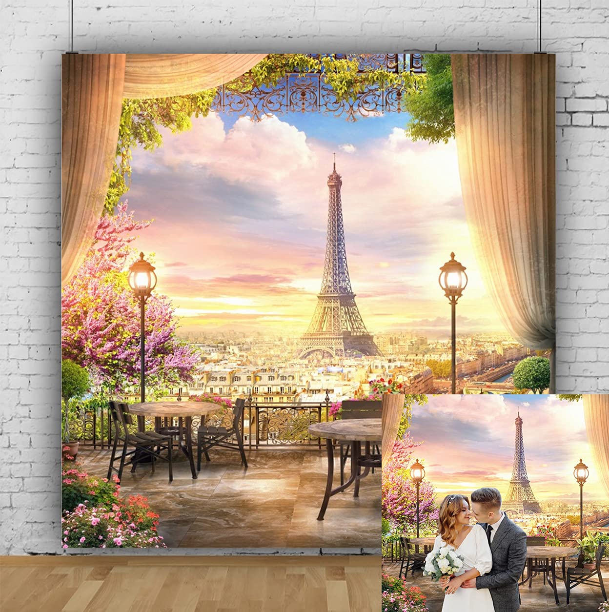 Buy Leowefowa 5X5FT Vinyl Backdrops Photography Background Eiffel Tower ...