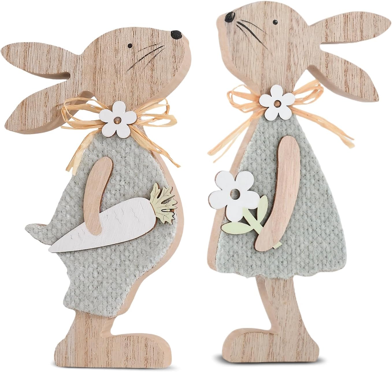 Amazon.com: Bememo 6 Pcs Easter Bunny Wooden Signs Wooden Rabbit Table ...