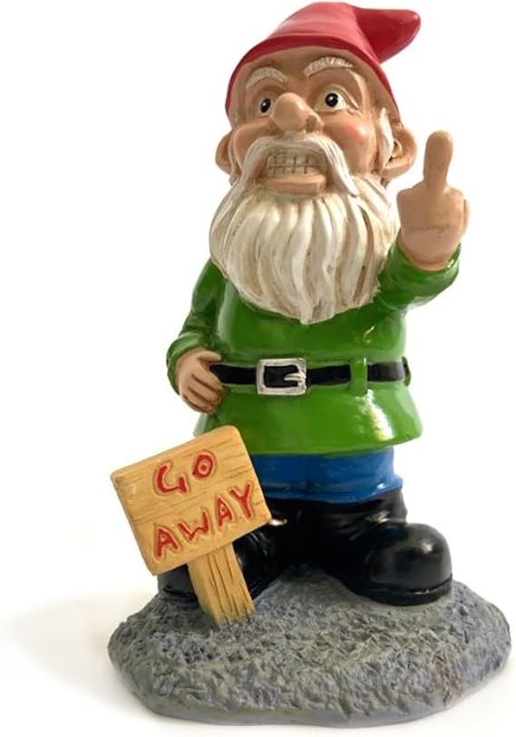 Amazon.com : Go Away Gnome with Middle Finger, Gnome Flipping The ...