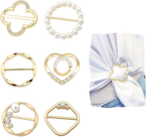 Amazon.com: heqxwl 6 Pcs Silk Scarf Ring Shirt Clips，Clothing Ring Wrap ...