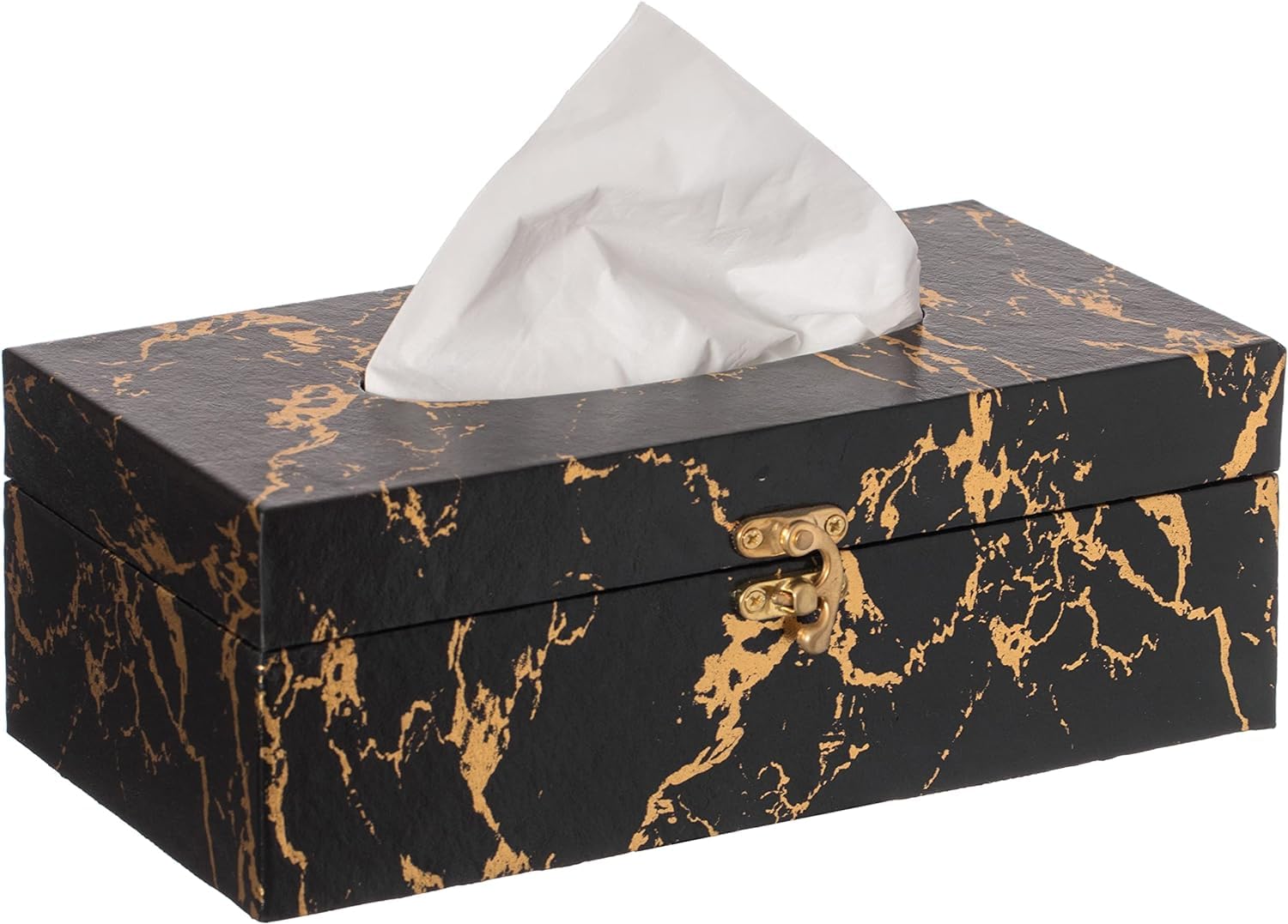 Amazon.com: UPPER DECOR Black and Gold Marble Tissue Box Cover, Modern ...