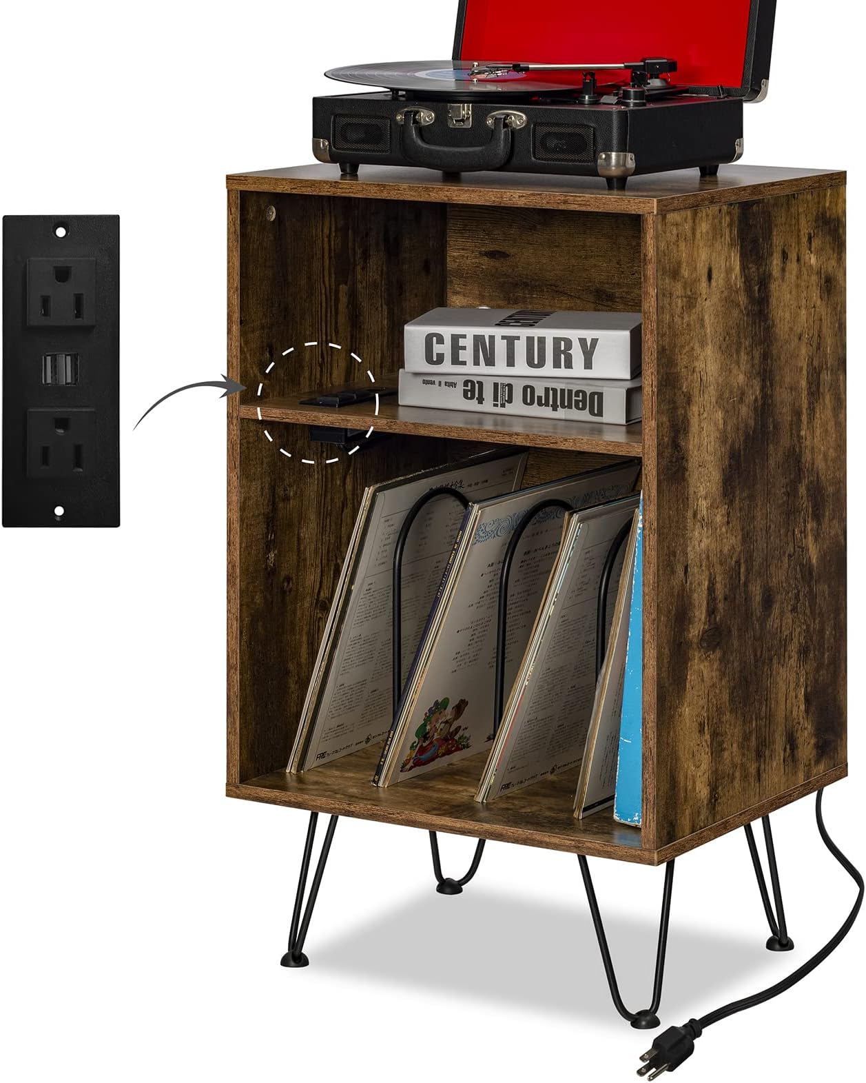 Amazon.com: Gannyfer Vinyl Record Storage Table, 3-Tier Record Player ...