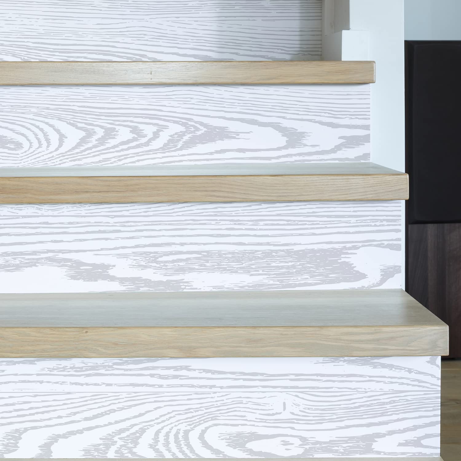 funlife 14Pcs Peel and Stick Woodgrain Vinyl Stair Riser Decals, Retro ...