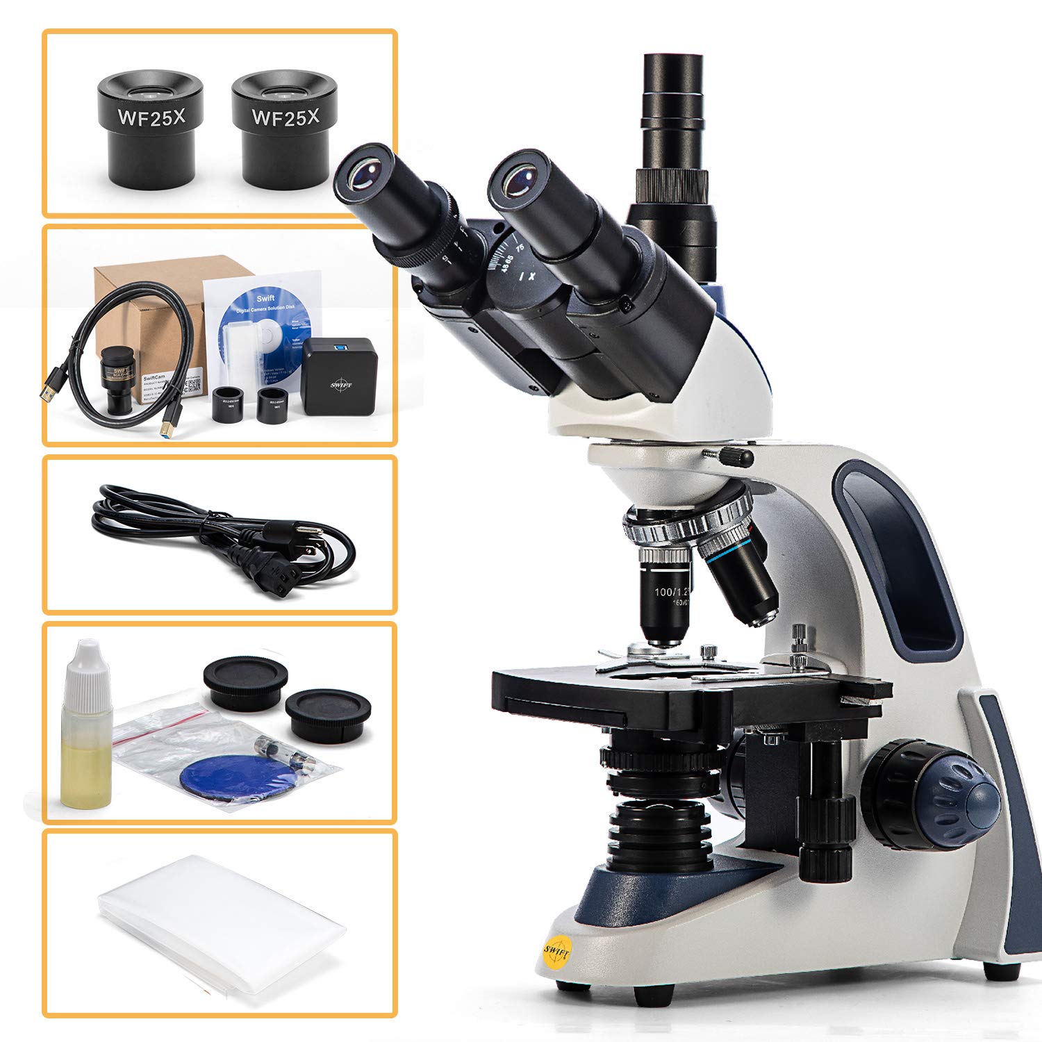 Snapklik.com : Swift Compound Trinocular Microscope SW380T,40X-2500X ...