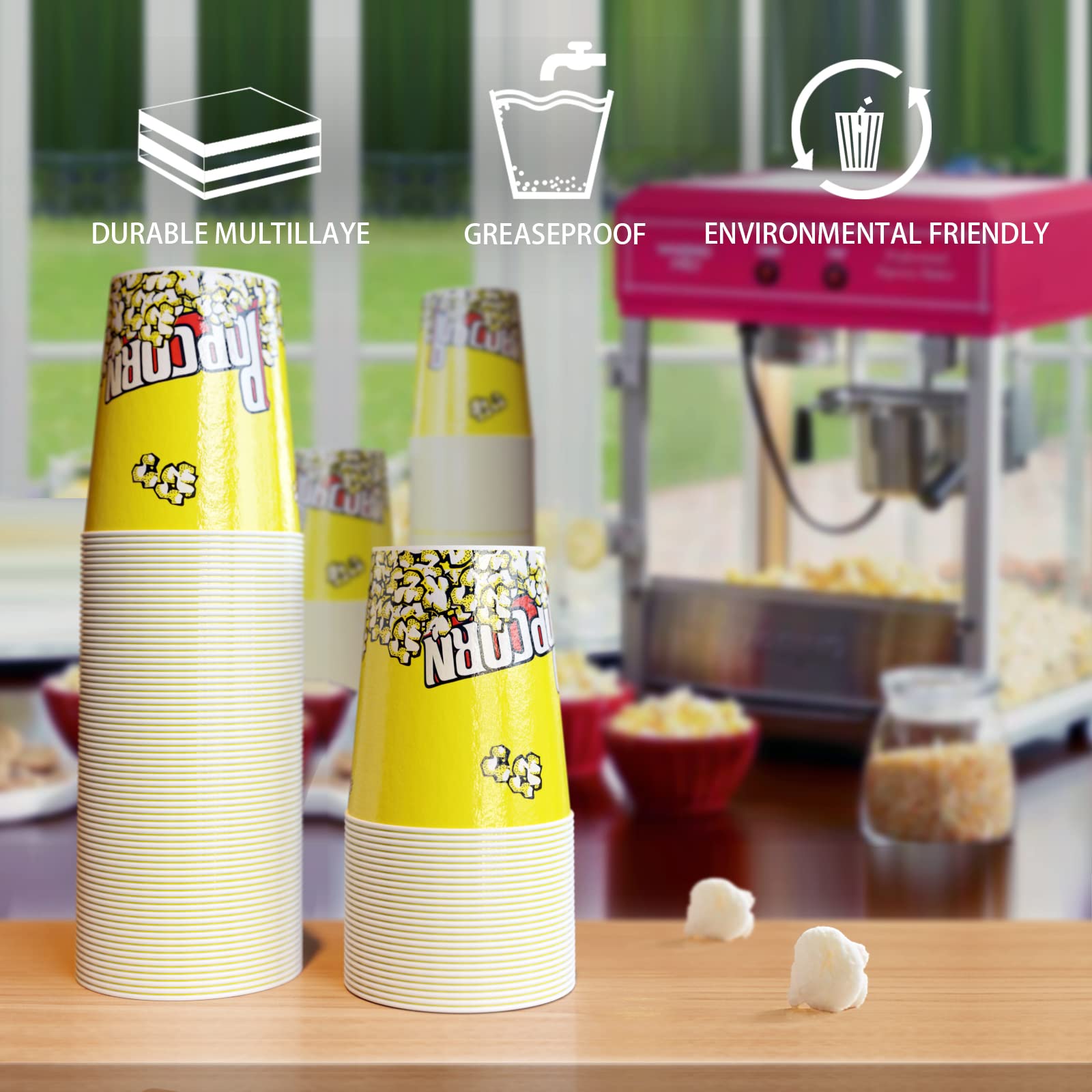 Snapklik.com : 32 Oz Popcorn Buckets 50 Pack Retro Style Disposable ...