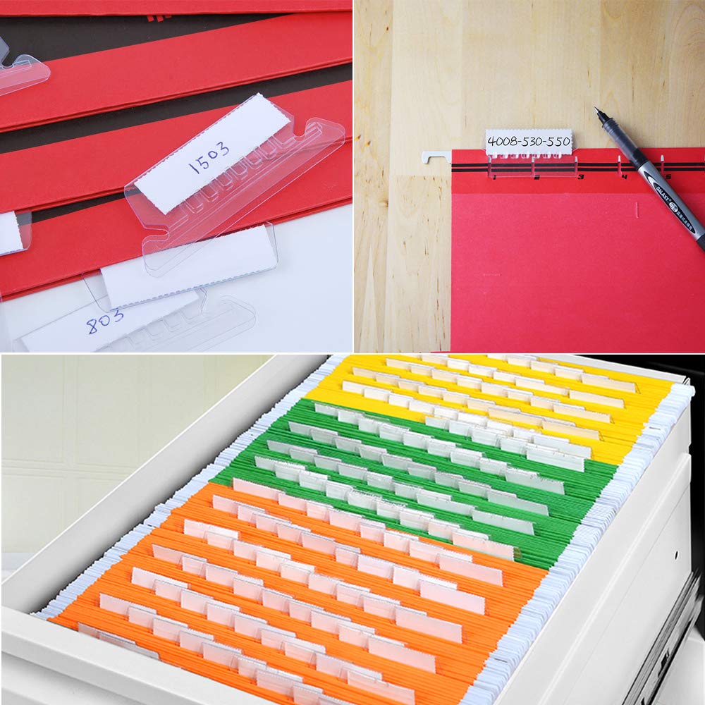 Snapklik.com : 100 Packs Hanging File Folder Tabs And Inserts 2” Clear ...