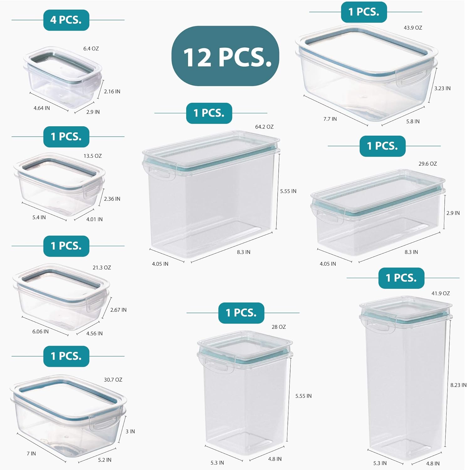 Air Tight Sealable Hermetic Plastic Containers for Food and Cereal ...