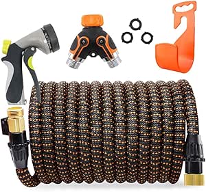 Amazon.com: NOOFIE 25Ft-100Ft Expandable Garden Hose Set with Splitter ...