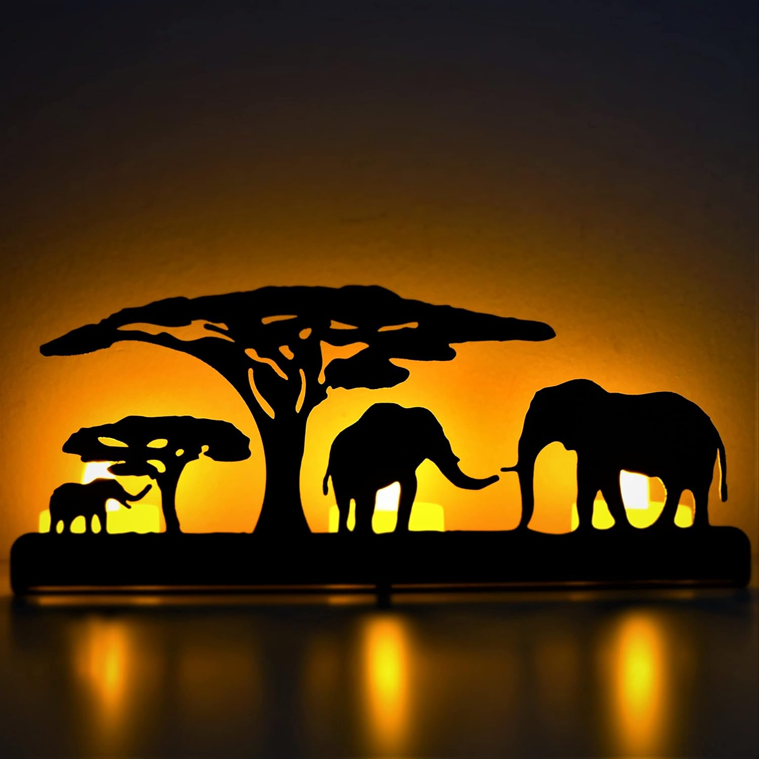 Amazon.com: Renovatio Metal Safari Elephants Tealight Candle Holder ...