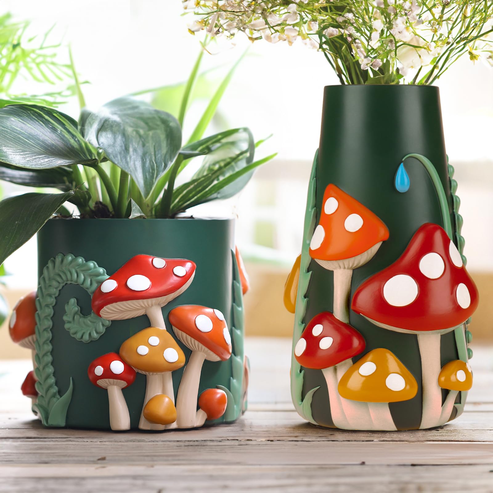 Amazon.com : GUGUGO Colorful Mushrooms Planters Cute Rainbow Planter ...