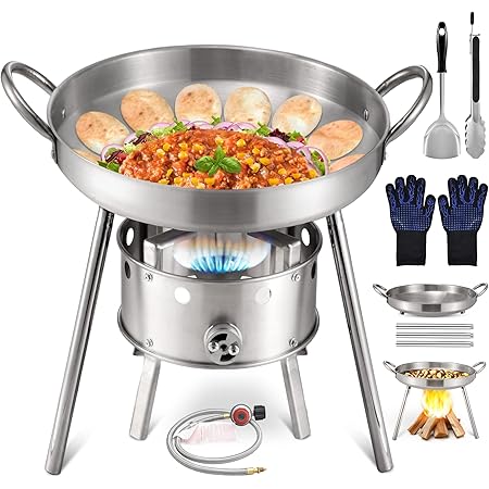 Amazon.com : Comal Concave Stainless Steel 22" Set w/Propane Burner ...