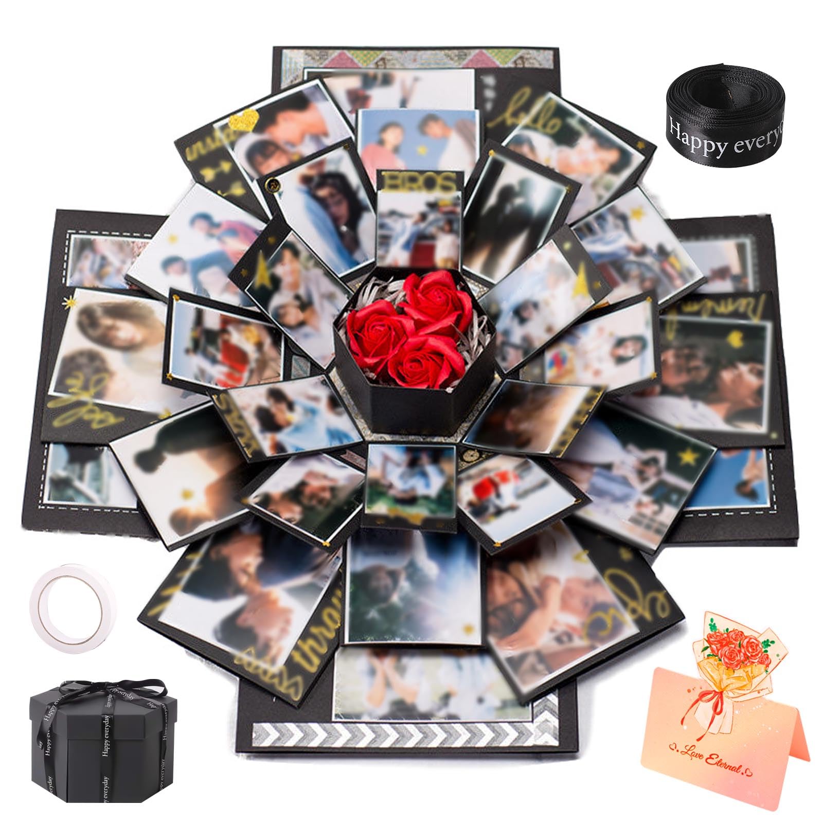 GWAWG Explosion Box,Photo Box Gift with 6 Faces Surprise DIY Explosion ...