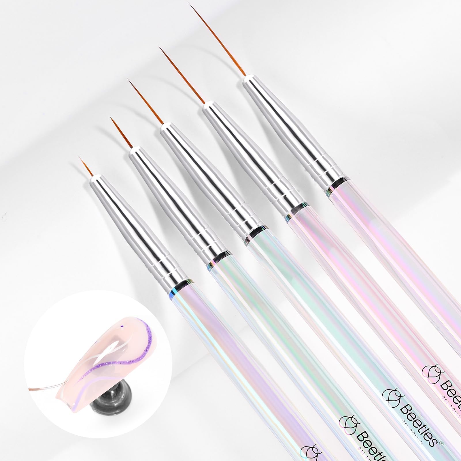 Amazon.com : Beetles Nail Art Brushes, 5pcs Nail Art Liner Brushes Set ...