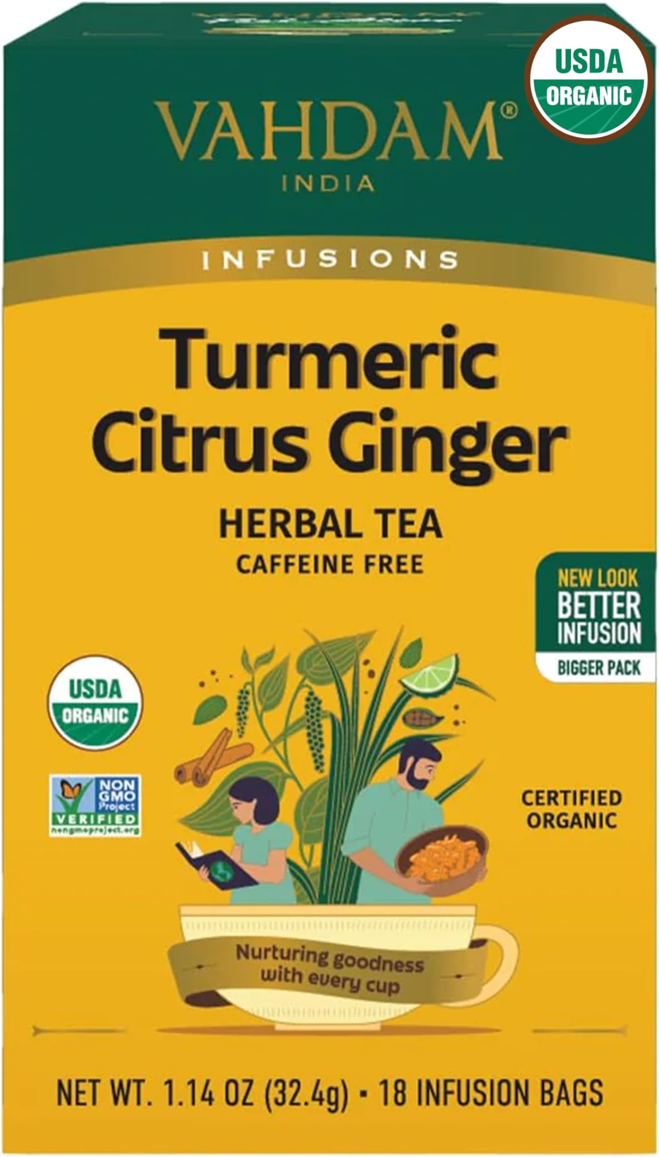 Amazon.com: VAHDAM, Turmeric Moringa Tea Bags (100 Herbal Tea Bags ...