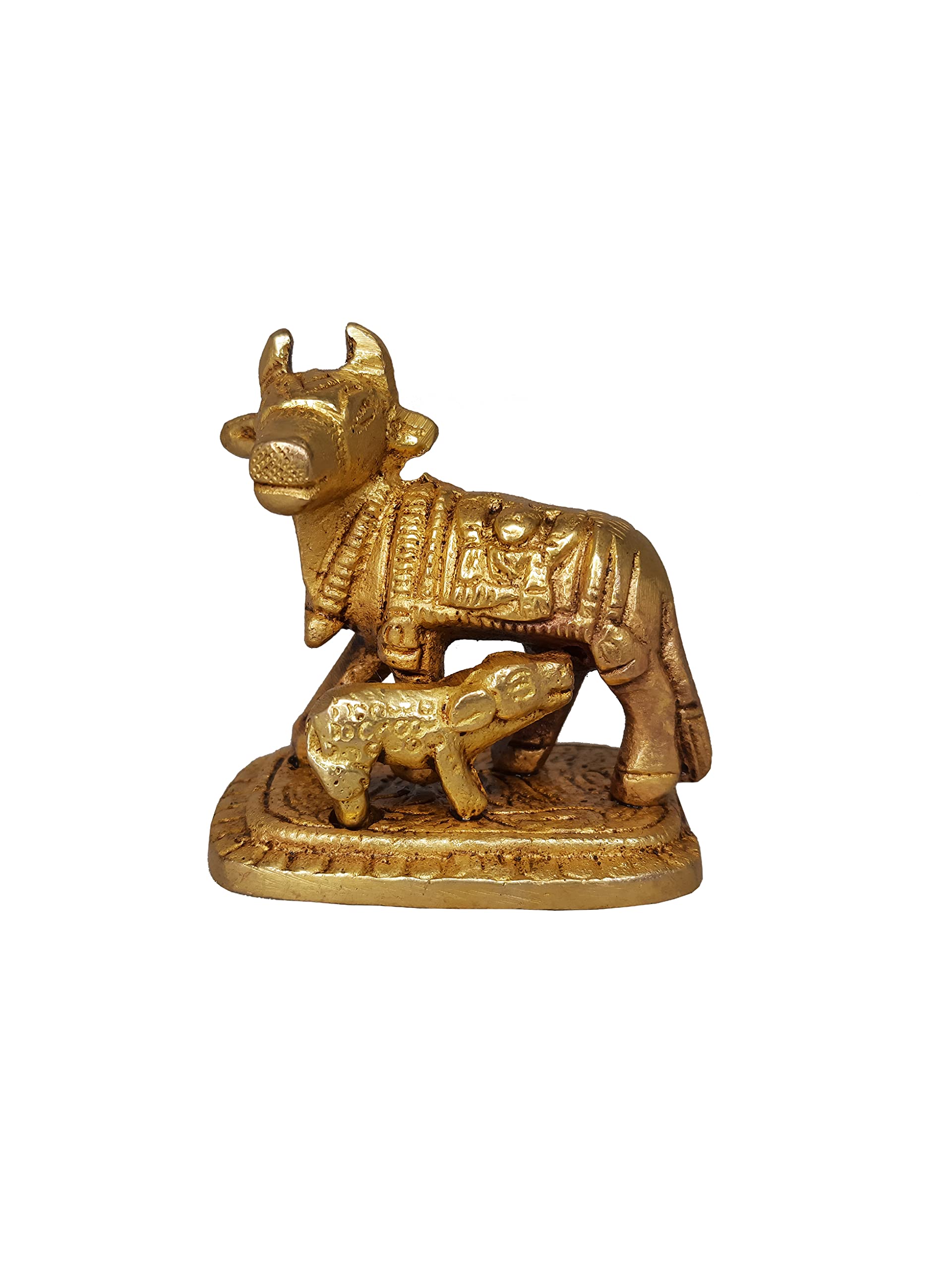 Buy Brass Kamdhenu Cow with Calf Handicraft Decorative Showpiece for ...