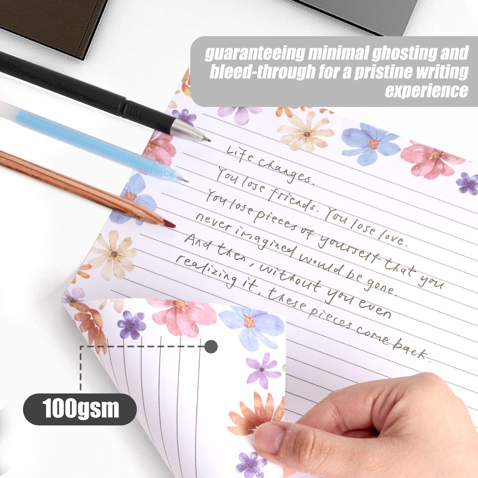 Snapklik.com : 100 Sheets Letter Writing Paper, 8.5" X 11" 3-Hole Lined ...