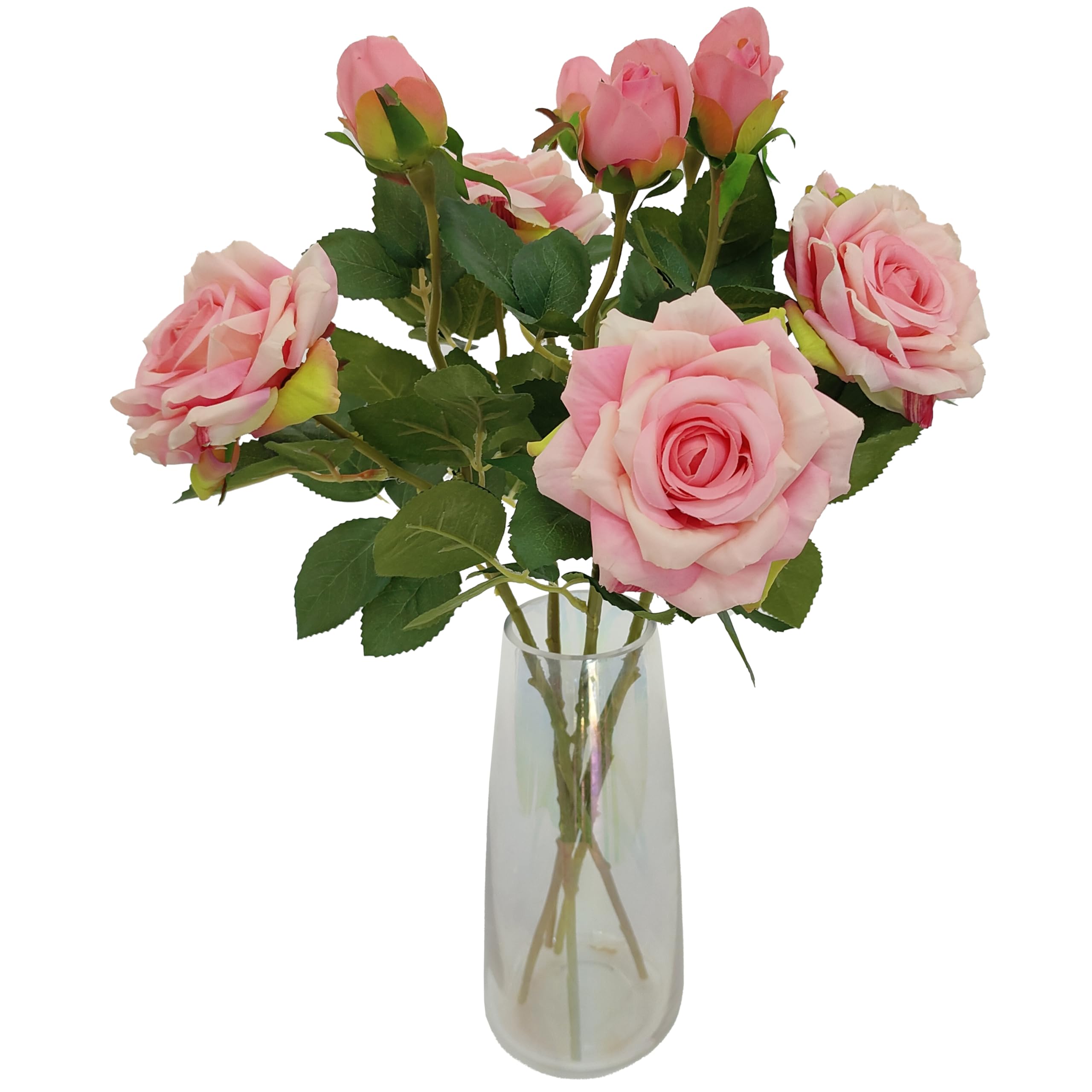 Amazon.com: ATFL Fake Pink Flowers, 6 Pcs Faux Silk Real Touch ...