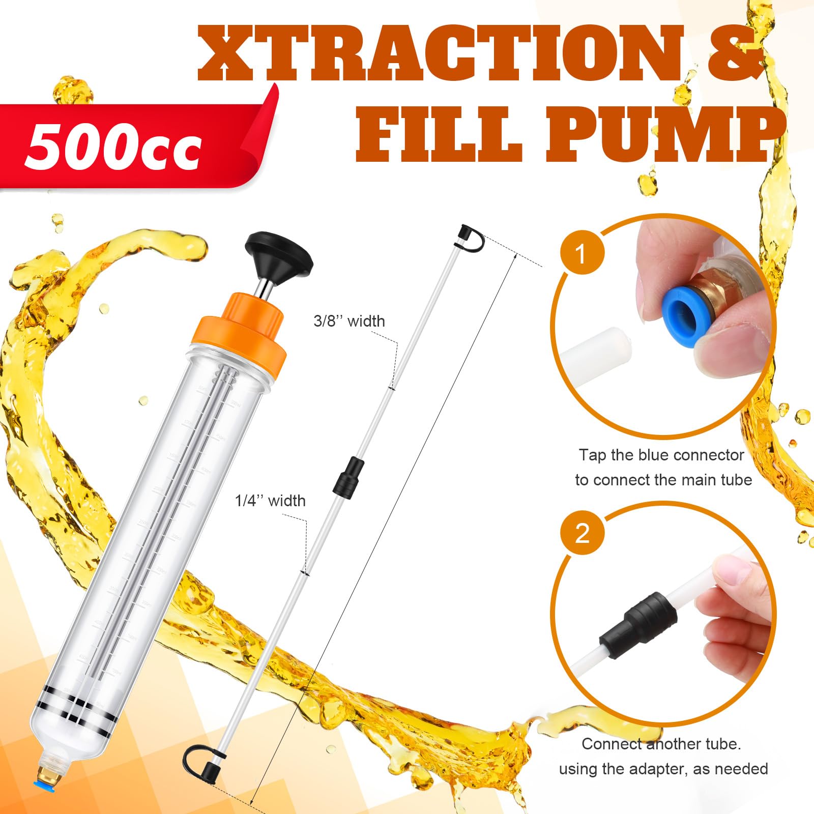 Snapklik.com : Lothee 2 Pack 500cc Automotive Fluid Extractor Pump Oil ...