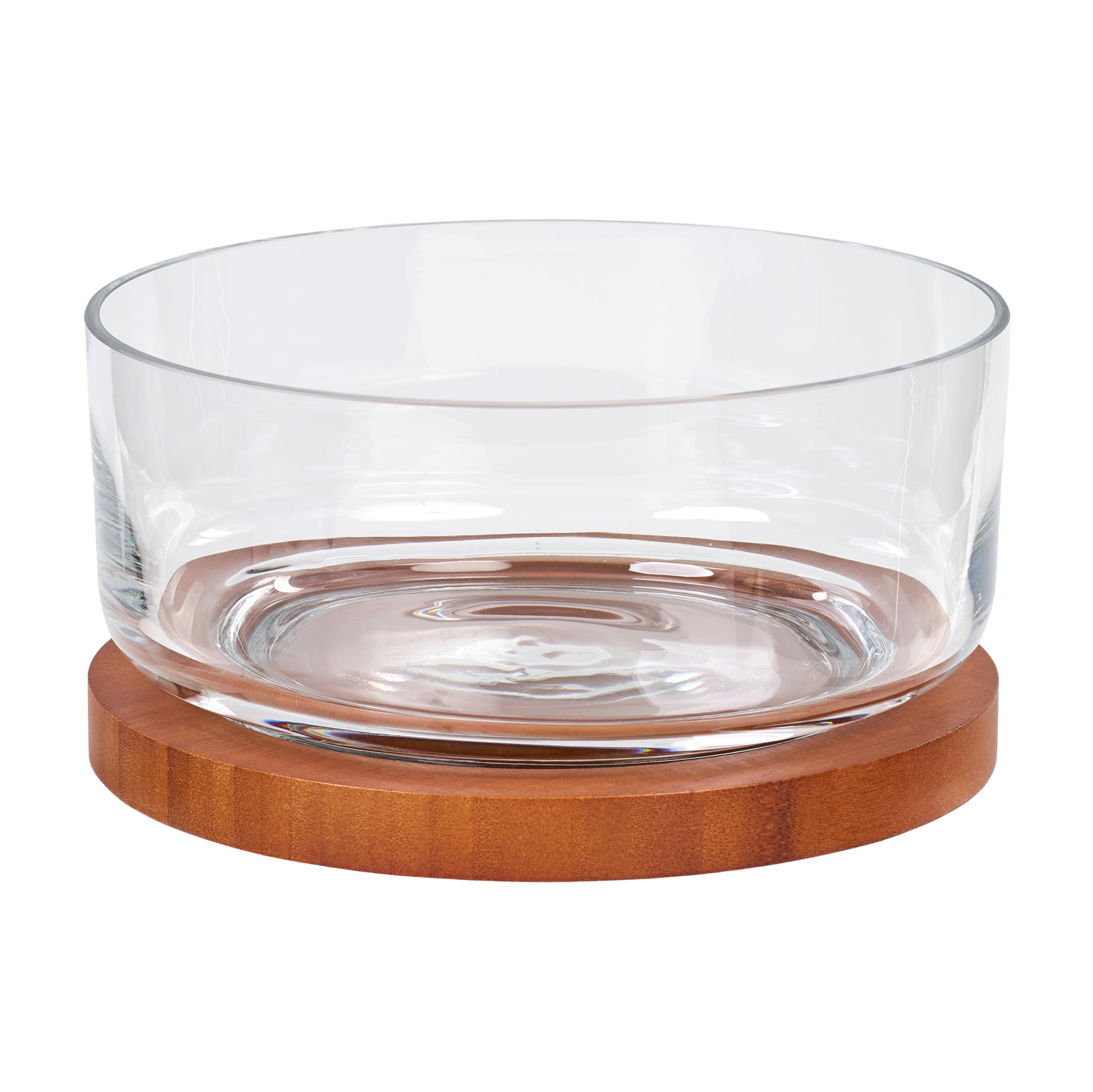 Amazon.com | Servappetit Wood Base Glass Serving Bowl 9"x4": Serving Bowls